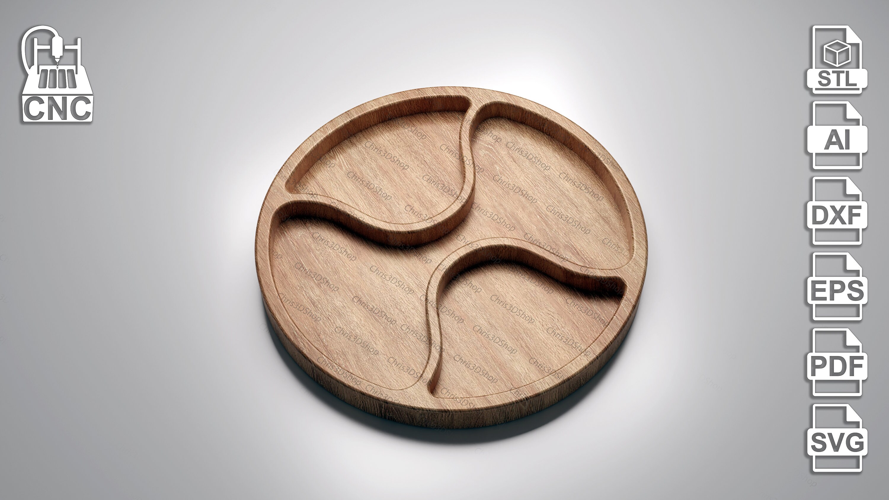 Round Tray V3 - 3D STL and Vector Files for CNC and 3D Printer (stl ...