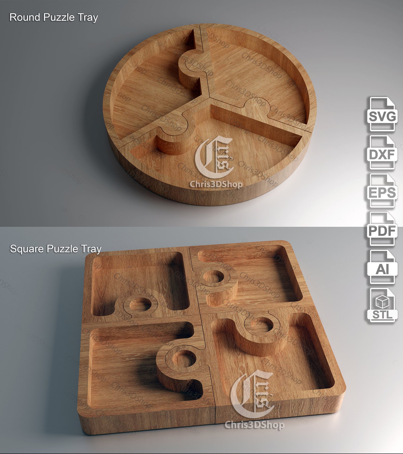 10 Trays Pack 3D STL and Vector Files for CNC Routers - Etsy