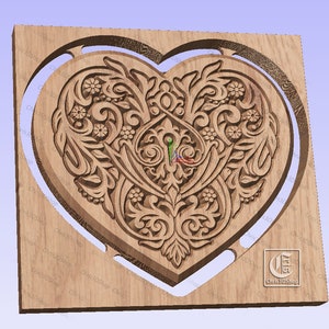 Heart Shaped V-carved Jewelry Box - CNC Files (svg, Dxf, Eps, Ai, Pdf ...