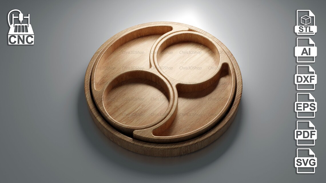 Yin Yang Puzzle Tray 3D STL File and Vector Files Dxf | Etsy
