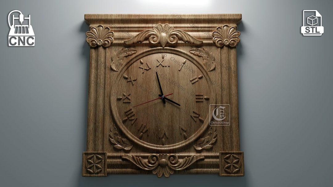 Square Clock - 3D STL File for CNC - Etsy