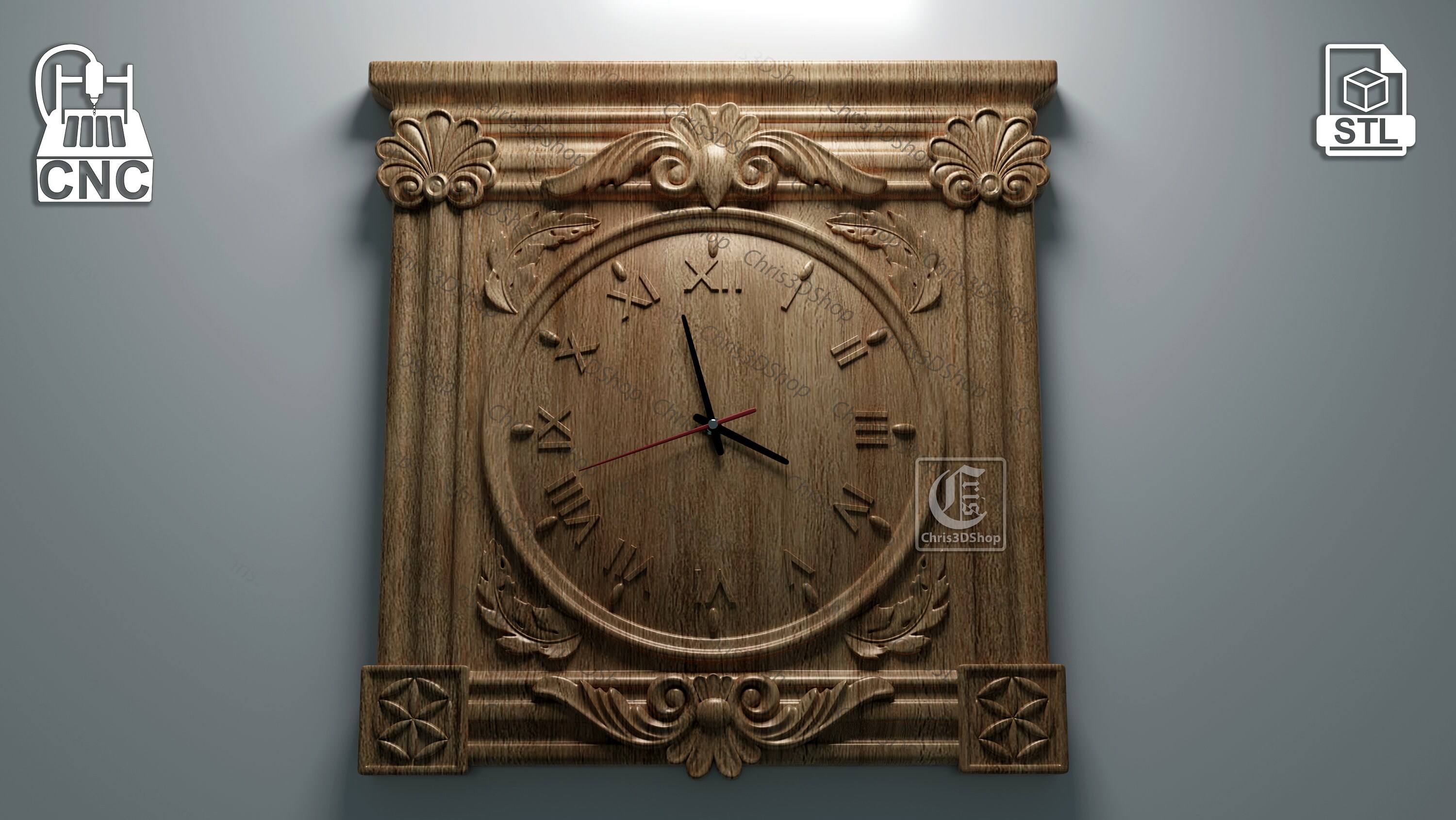 Square Clock 3D STL File for CNC - Etsy