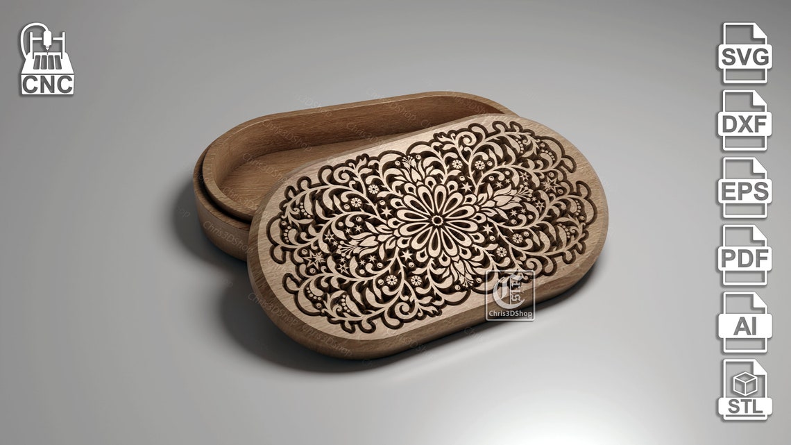 Oval V-carved Jewelry Box CNC Files - Etsy