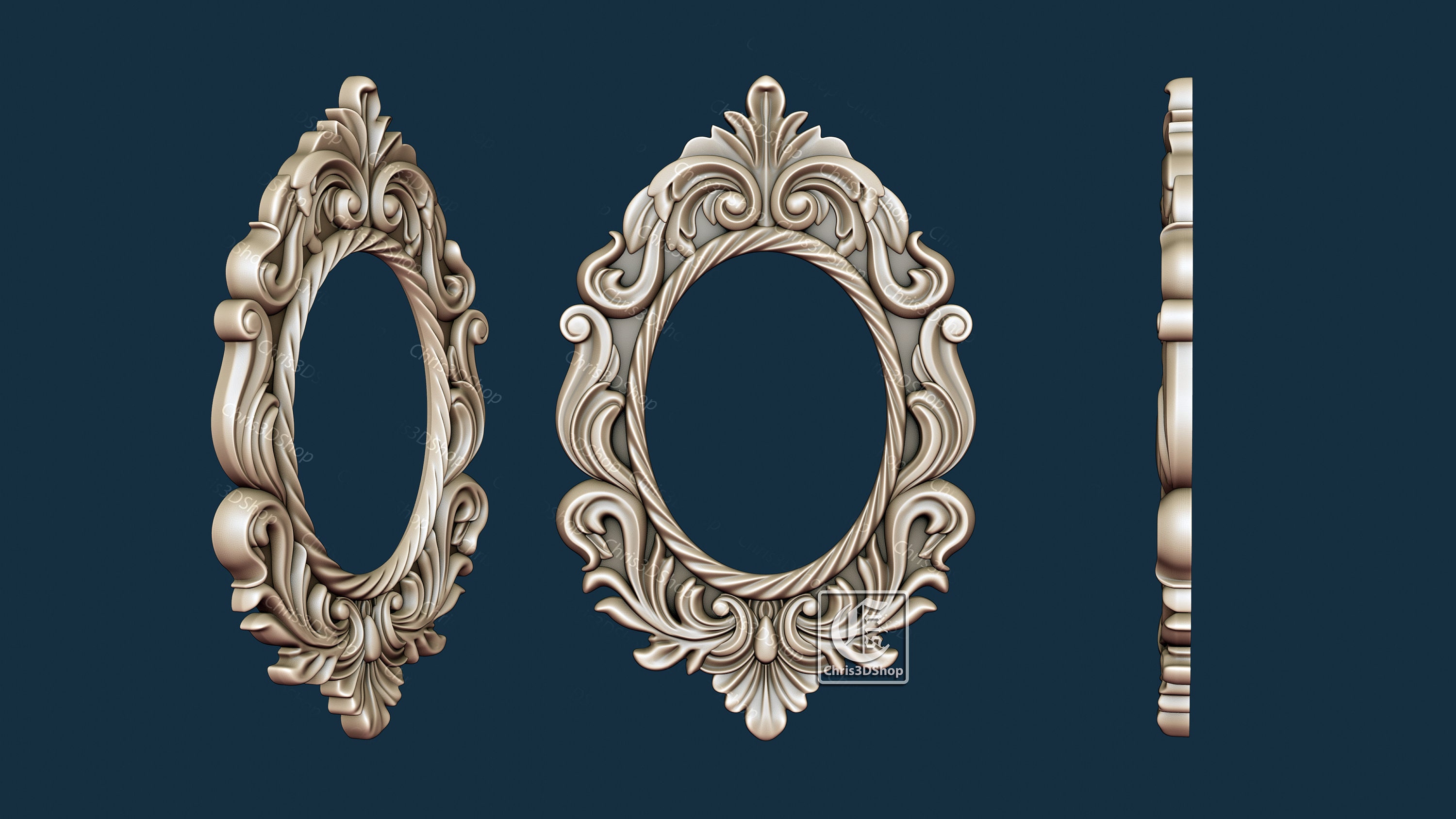 Baroque Style Frame 3D STL File for CNC - Etsy UK