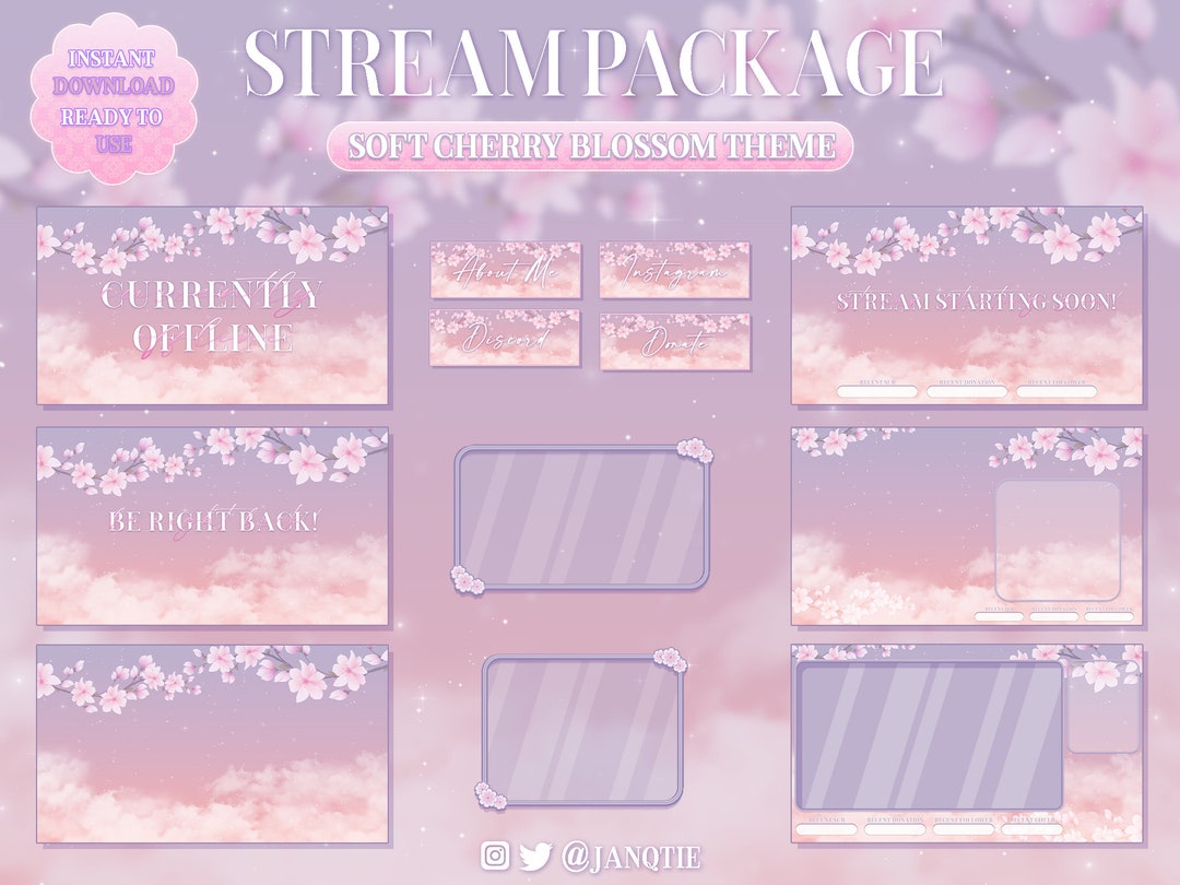 Pastel Cherry Blossom Stream Package | Sakura Flower Twitch Package ...