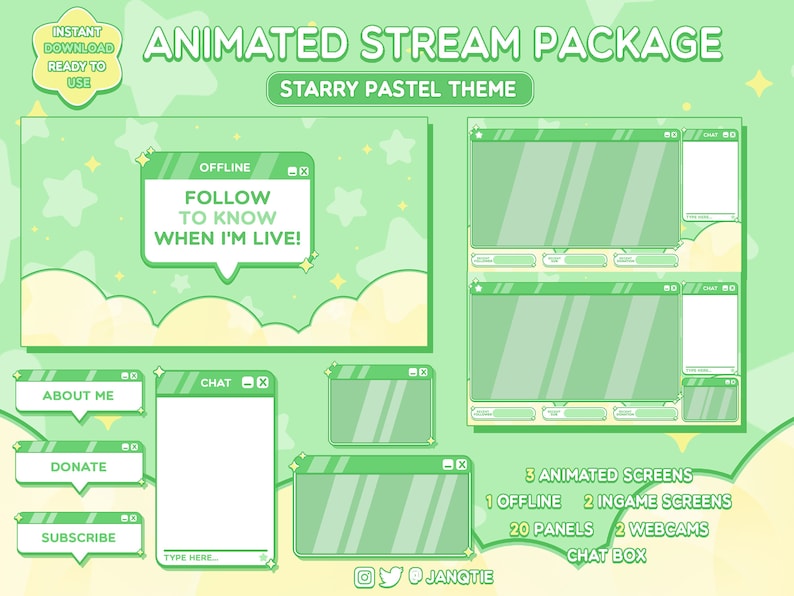 Animated Pastel Green Stream Package Twitch Overlay Twitch - Etsy Animated Pastel Green Stream Package Twitch Overlay Twitch - Etsy