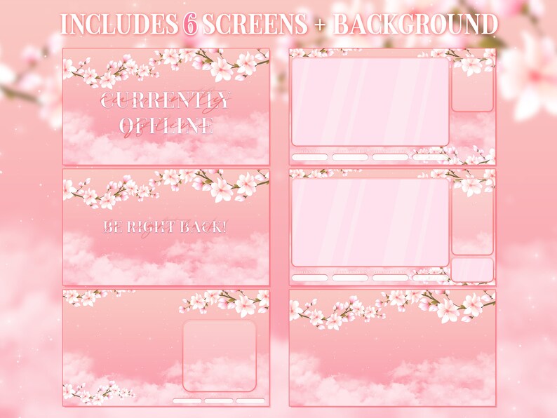 Pastel Pink Cherry Blossom Stream Package | Sakura Flower Twitch Package | Cute Aesthetic ...