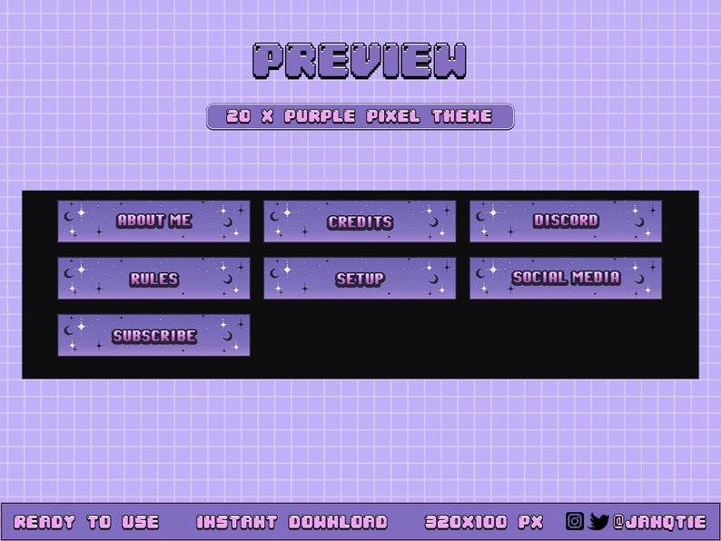 20 Purple Pixel Twitch Panels - Pastel Kawaii Pixel Art | 8 Bit Retro ...