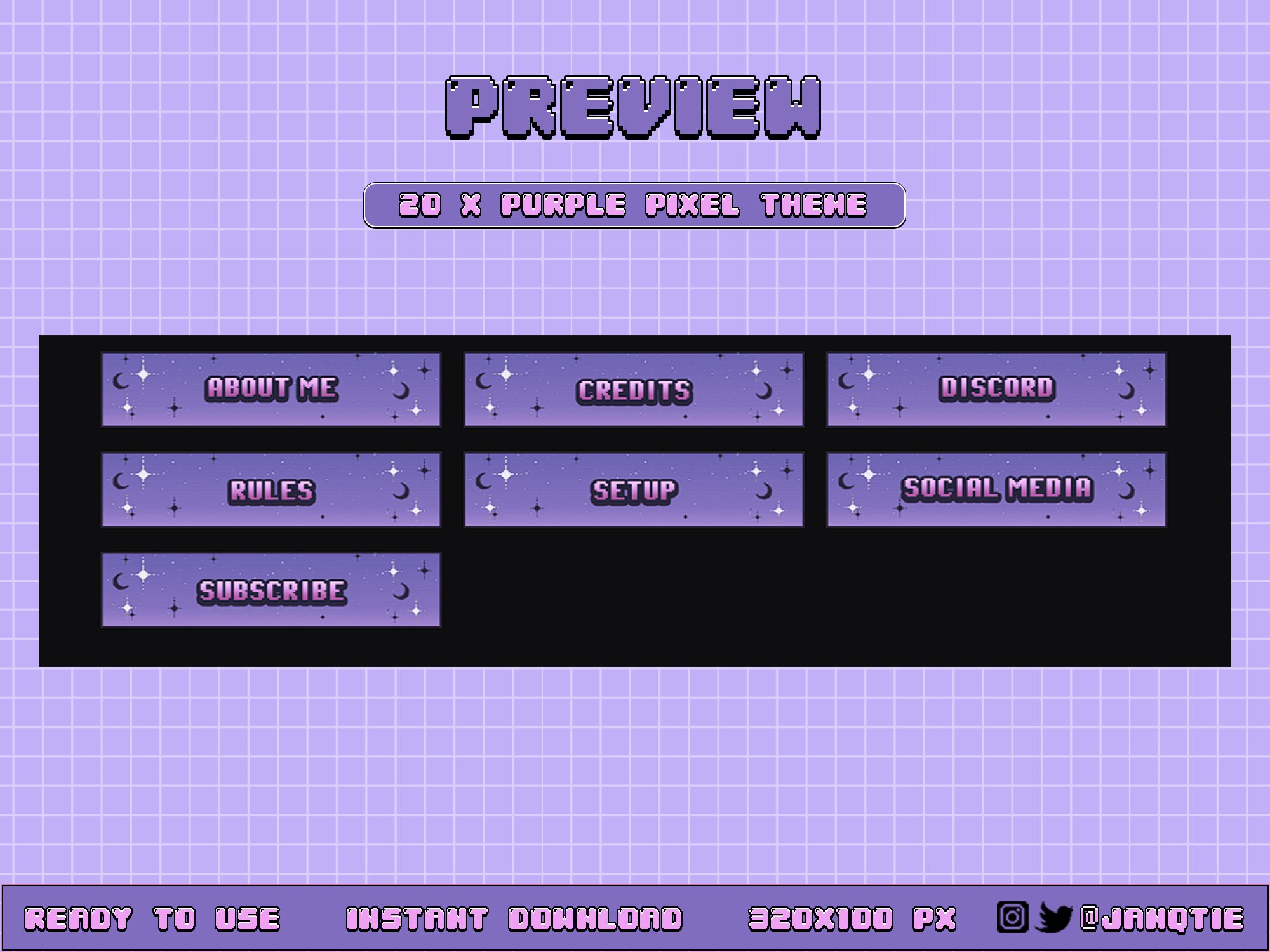 20 Purple Pixel Twitch Panels - Pastel Kawaii Pixel Art | 8 Bit Retro ...
