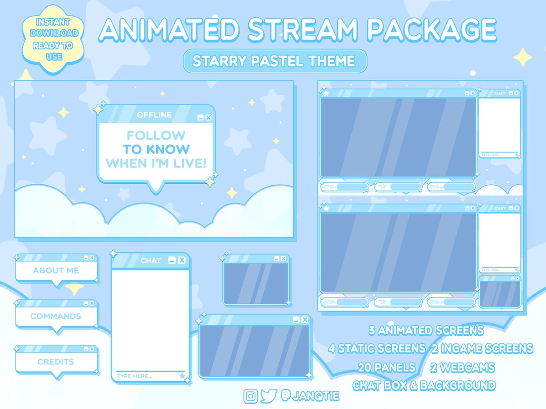 Vx Pro Blue Animated Blue Stream Screens Twitch Overlay 121 Free