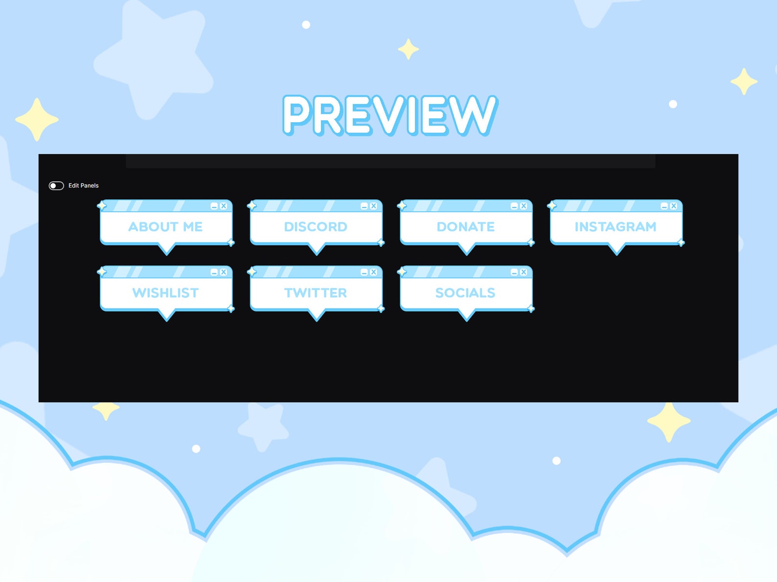 20 Cute Pastel Blue Twitch Panels - Aesthetic Retro Windows Computer ...