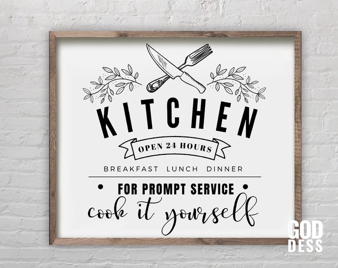 Kitchen Sign SVG for Mom's Kitchen Decor or Farmhouse Sign With Funny ...
