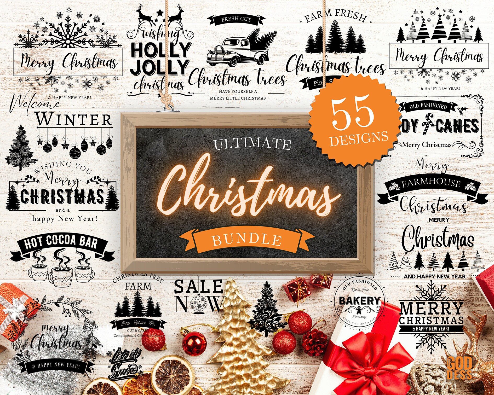 Christmas SVG Bundle for Farmhouse Christmas Decor or Rustic - Etsy
