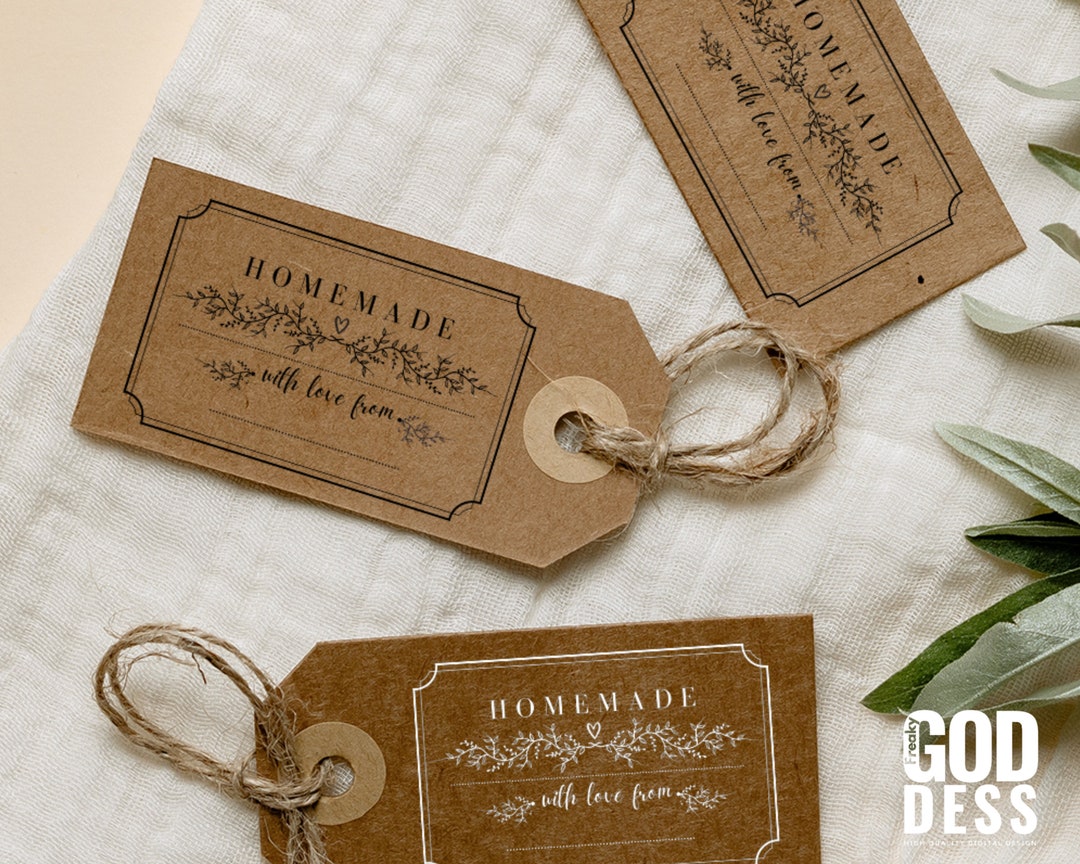 Homemade Tag SVG for Gift Tag or Sticker, Handmade With Love Homemade ...