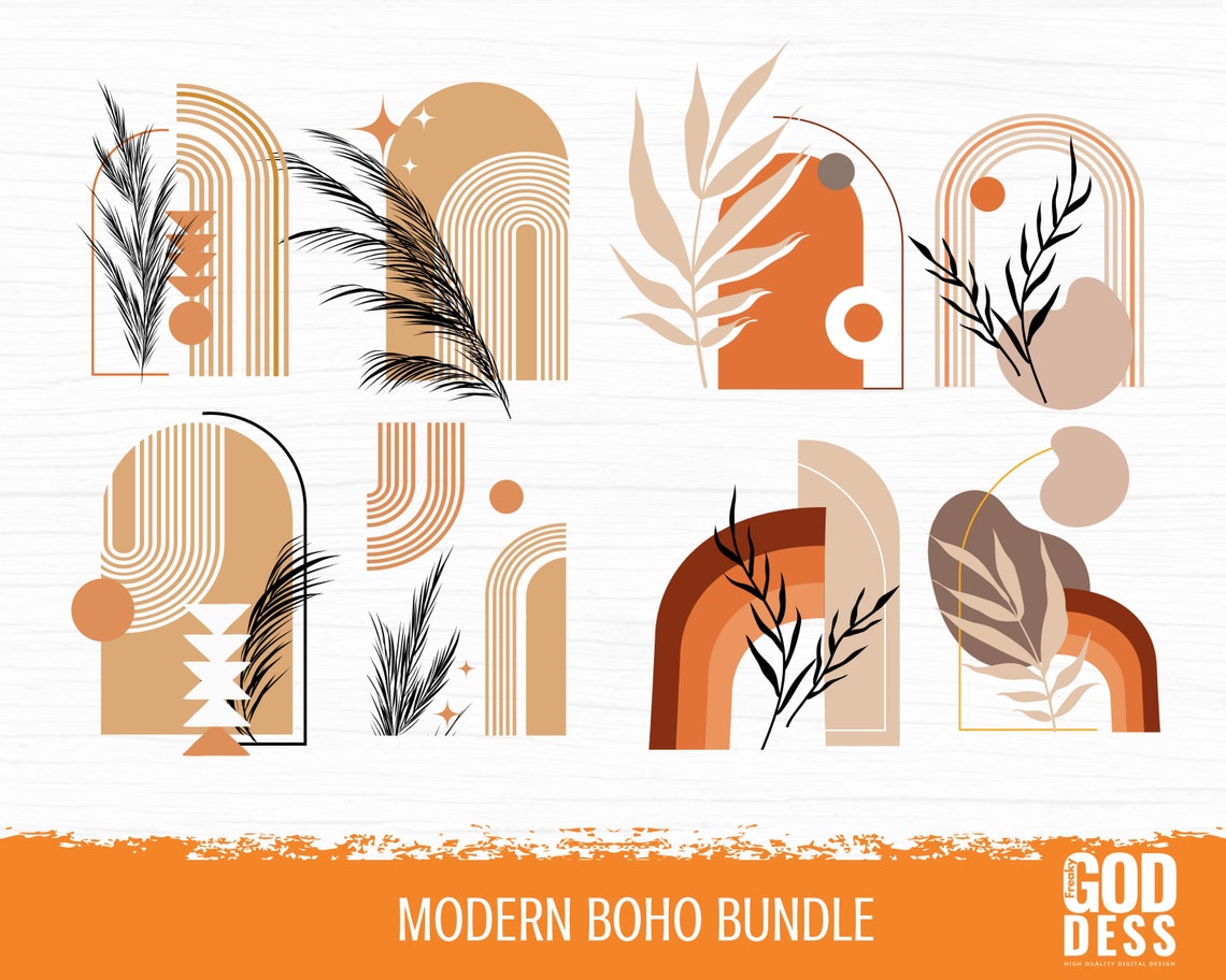 Boho Clipart PNG for Modern Boho Collage or Wall Art Decort - Etsy