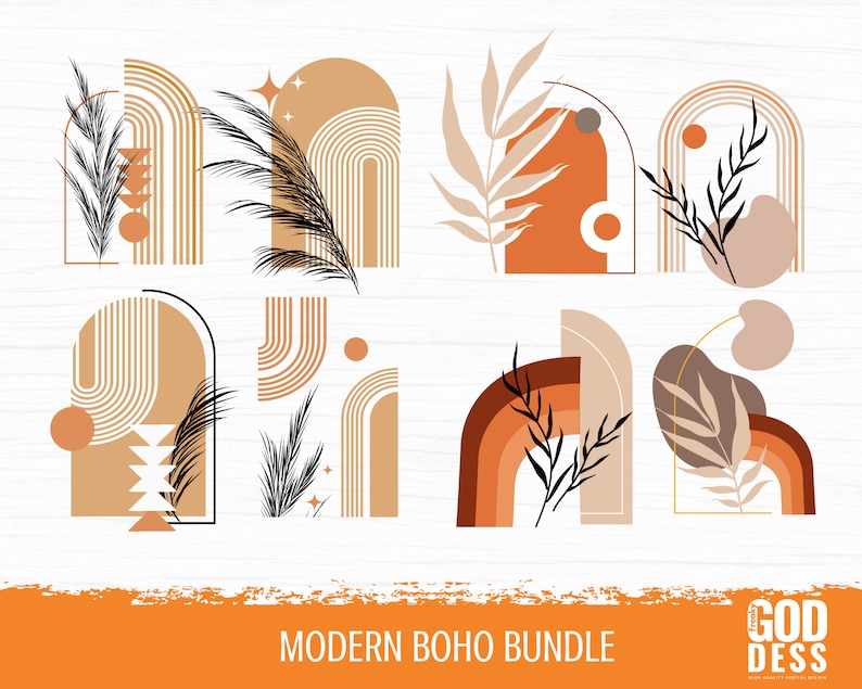 Boho Clipart PNG for Modern Boho Collage or Wall Art Decort - Etsy