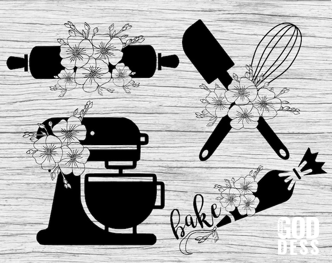 Baking SVG for Mom's Kitchen Decor, Apron or Kitchen Towel With Mixer ...