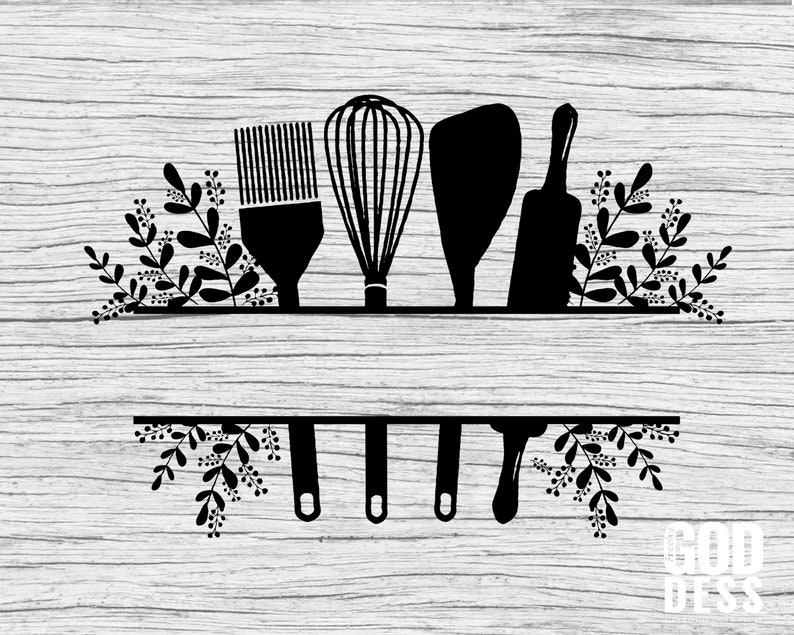 Kitchen Baking Split Monogram Frame SVG for Kitchen Decor - Etsy Canada
