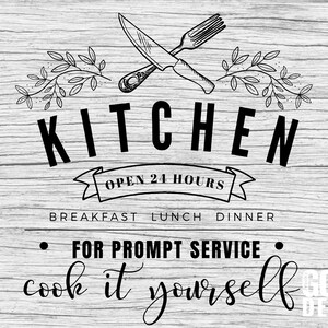 Kitchen Sign SVG for Mom's Kitchen Decor or Farmhouse Sign With Funny ...