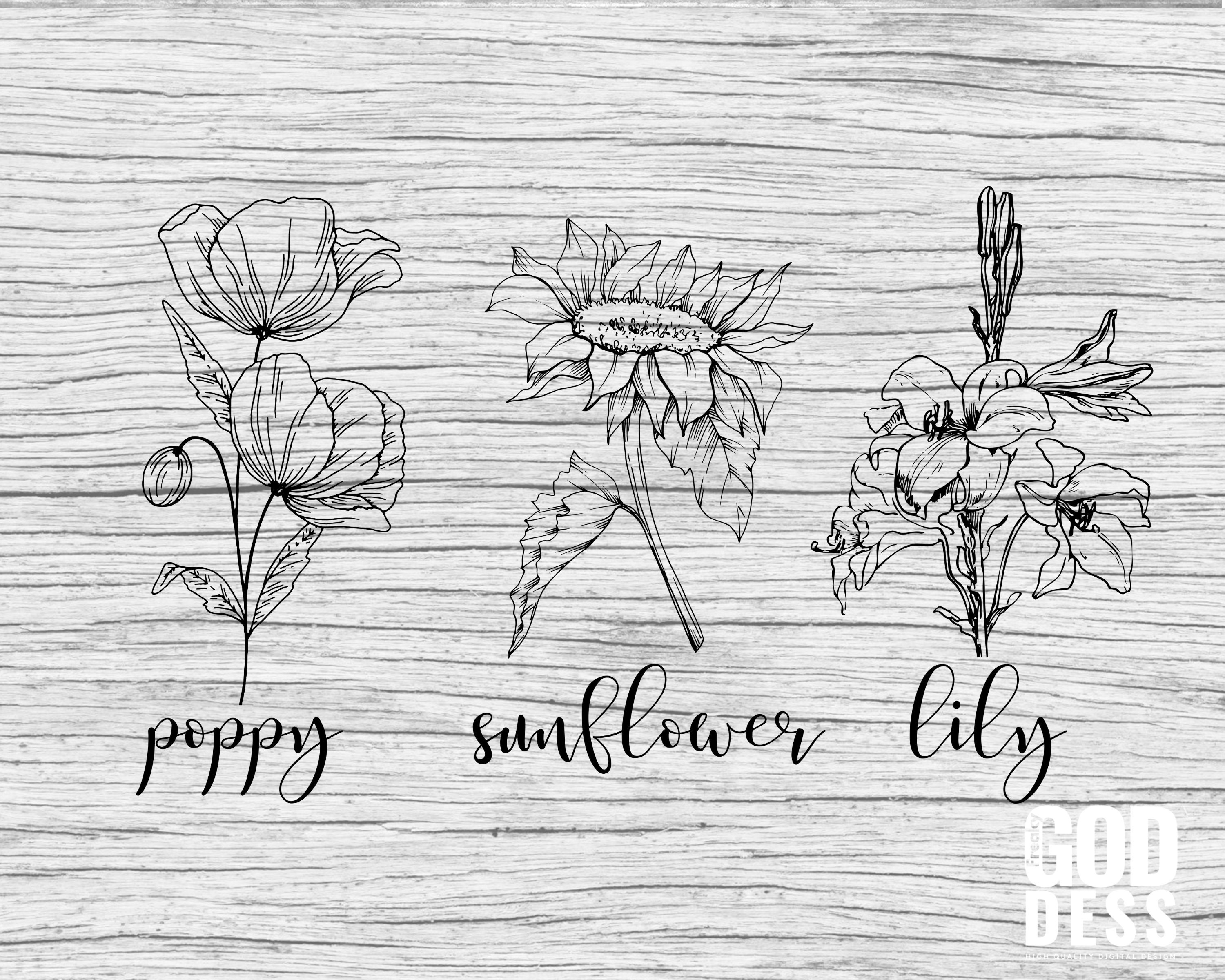 Flower Bundle SVG for Mom's Kitchen or Home Decor With Rose, Peony and ...