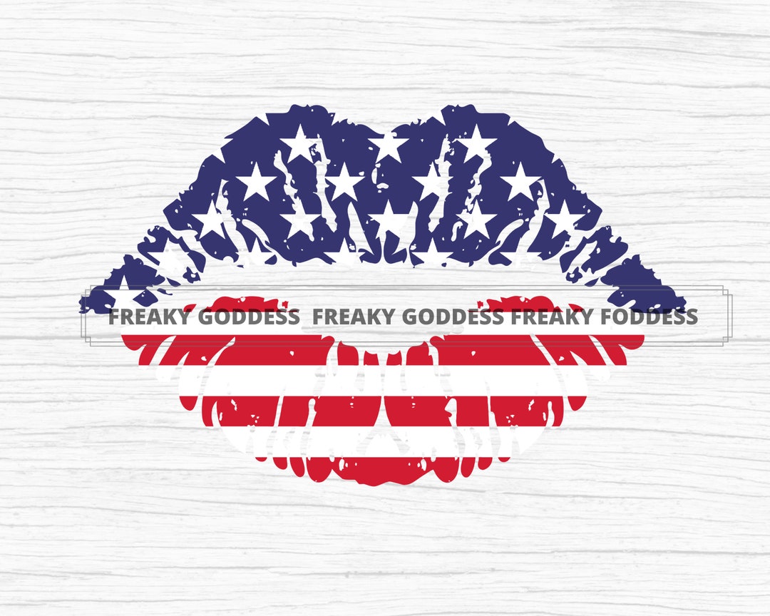 4th of July Lips SVG With American Flag With Stars and Stripes For ...