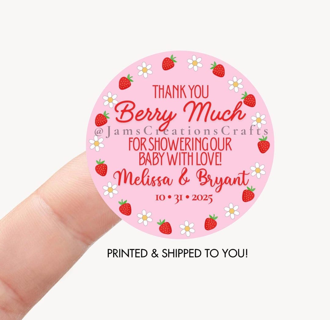 Strawberry Shortcake Stickers | Berry Sweet Baby Shower Favors | Custom ...