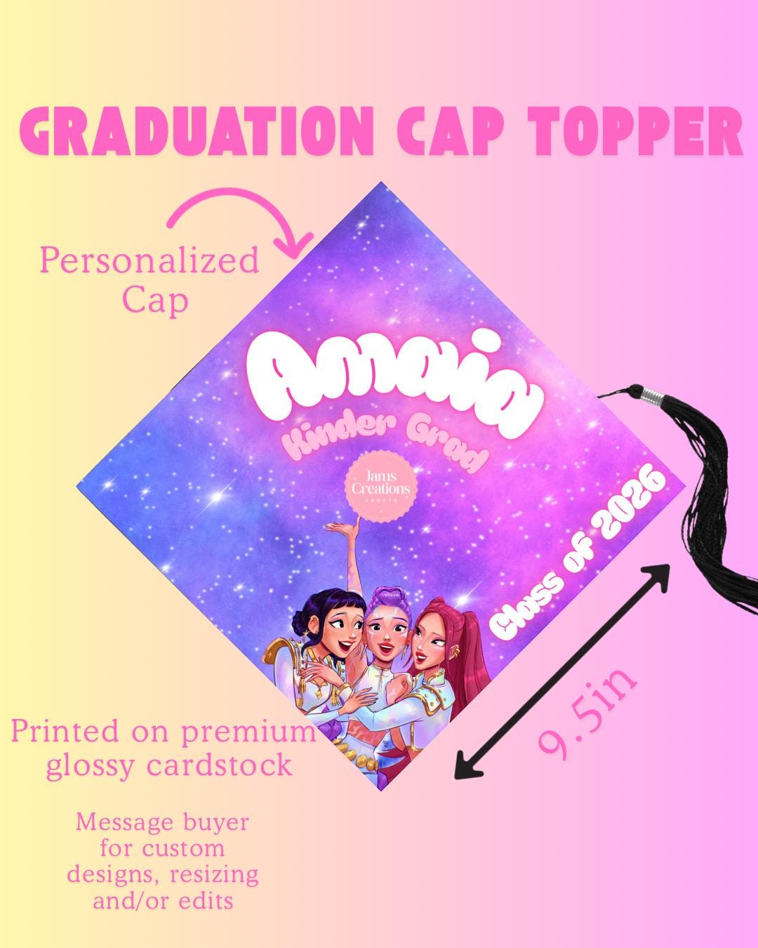 Kpop Demon Hunters Graduation Cap Topper | Custom Class of 2026 Design ...