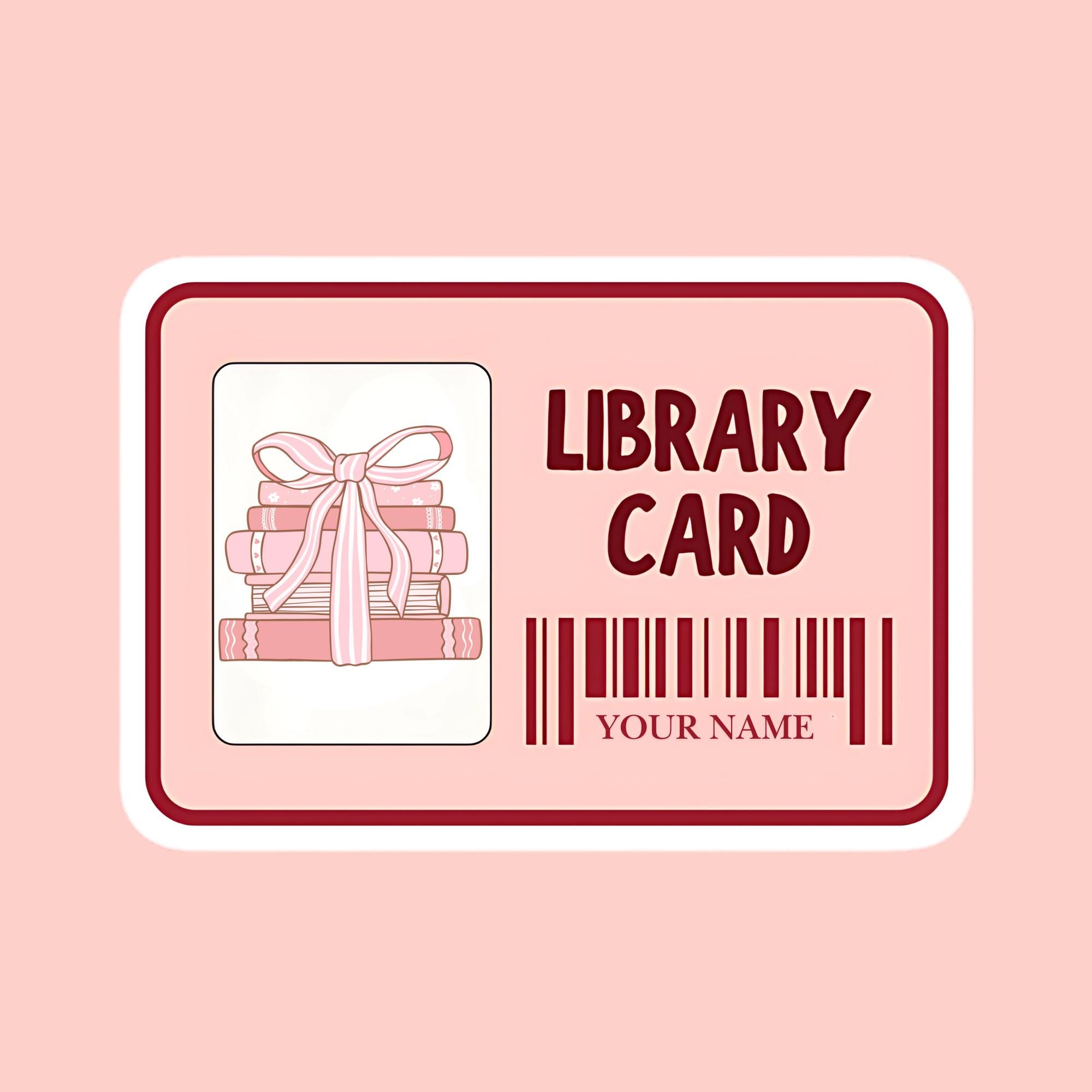 Sticker – Library Card Custom With Book Stack - Aesthetic Book Lover ...
