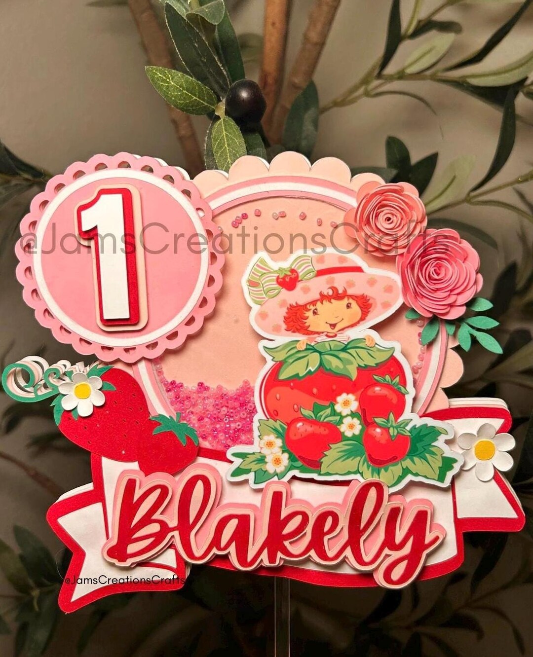 Strawberry Shortcake Cake Topper Shaker: Personalized Birthday Party ...