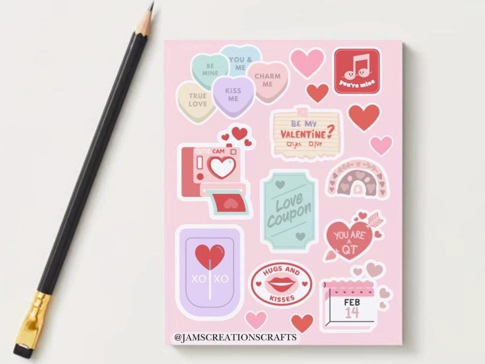 Sticker - Valentines Day Sticker Bundle | Sticker Sheet Sweet Hearts ...