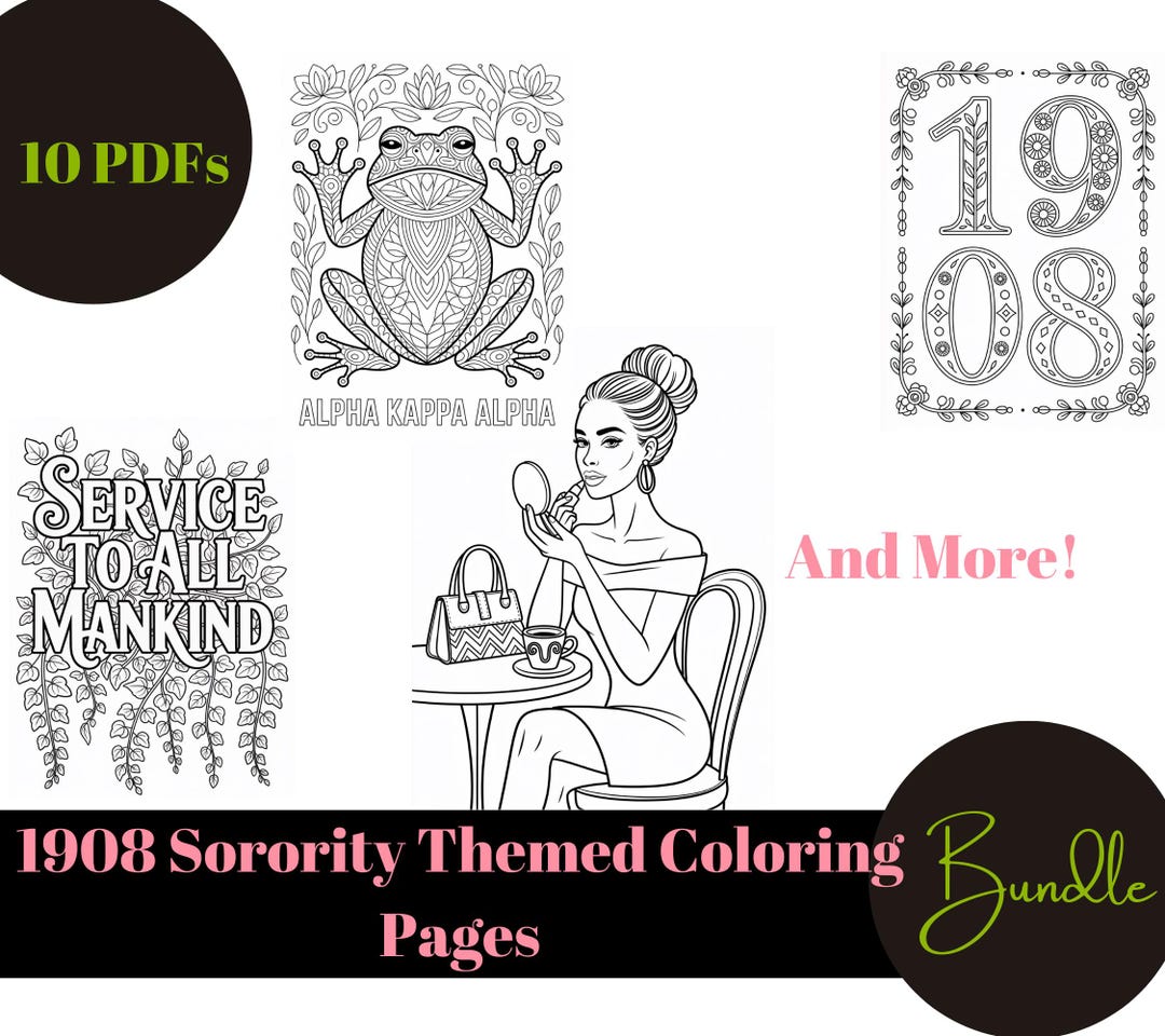 Alpha Kappa Alpha 1908 Coloring Pages Printable | 10 Sorority Themed ...
