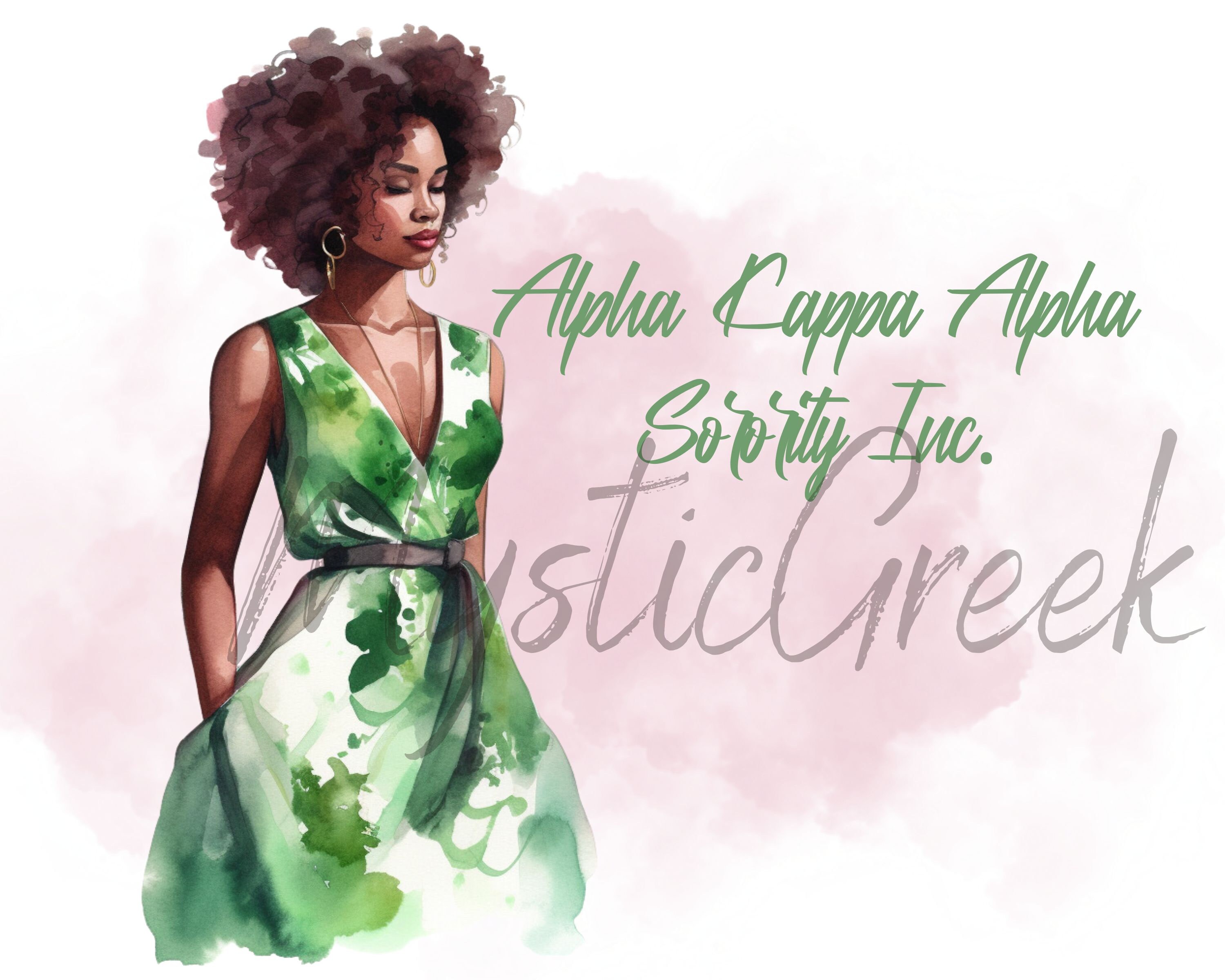 Alpha Kappa Alpha Sorority Inc 1908 Service D9 Greek Watercolor ...