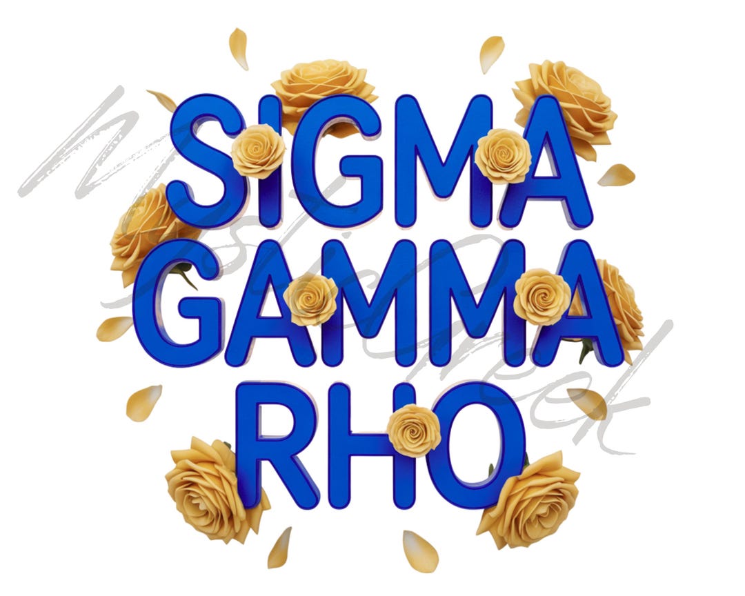 Sigma Gamma Rho 1922 Floral Yellow Rose Design Greek Letter D9 Greek ...