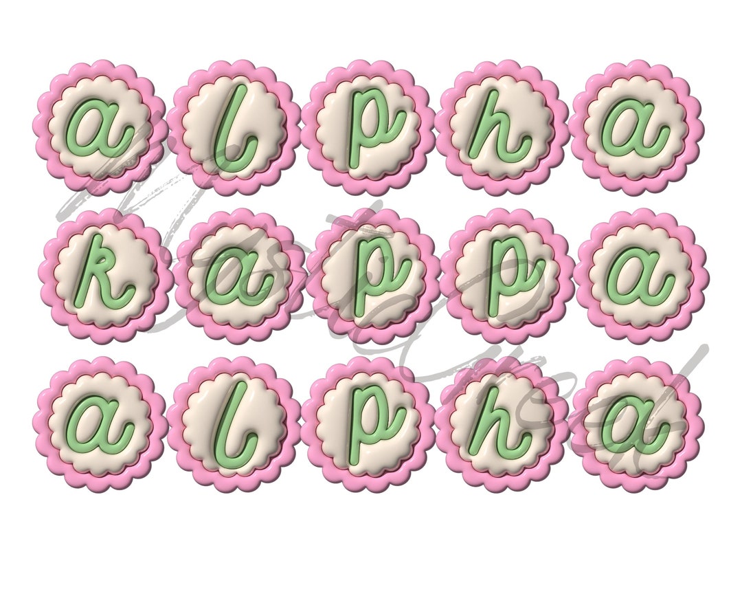 3D Bubble Letter Cookie Font Alpha Kappa Alpha PNG Sorority 1908 Pink ...