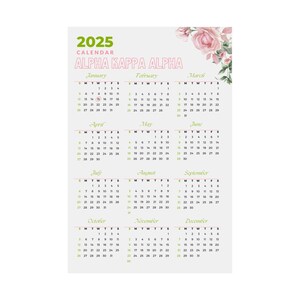 2025 Calendar Alpha Kappa Alpha Sorority 1908 Pink Green Matte Vertical ...