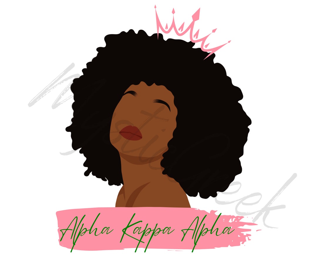 Alpha Kappa Alpha PNG Sorority 1908 Pink Green D9 Greek Baddie Afro ...