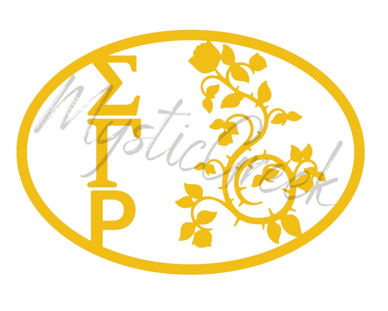 Sigma Gamma Rho 1922 Yellow Rose Greek Letter D9 Greek Solid Cricut Cut ...