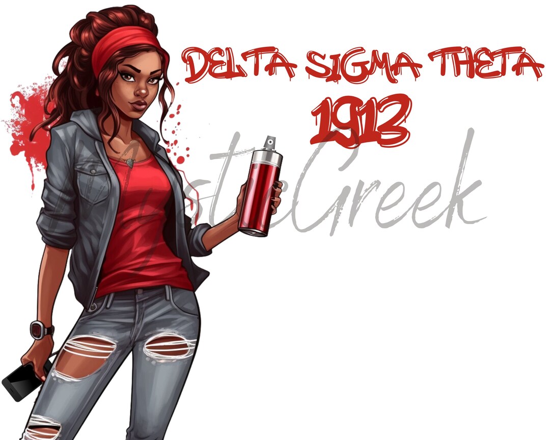 Delta Sigma Theta Sorority Inc Beautiful Women Cartoon Spray Painting ...