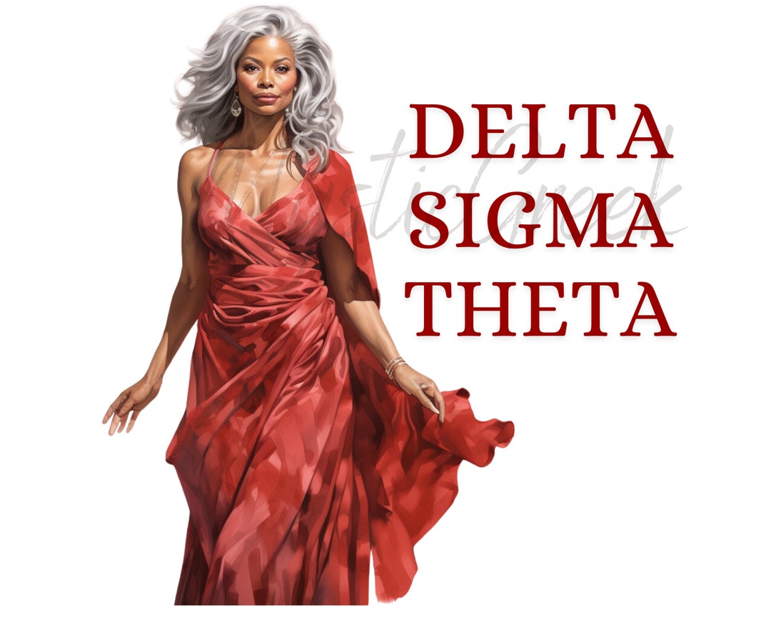 Delta Sigma Theta Watercolor Beautiful Women Gray Hair D9 Greek Transparent PNG Image Digital ...