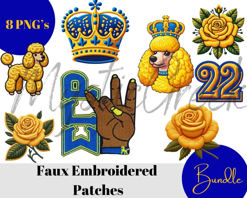 Embroidered Patches Sigma Gamma Rho 1922 Yellow Rose Greek Letter Poodle D9 Greek Transparent ...
