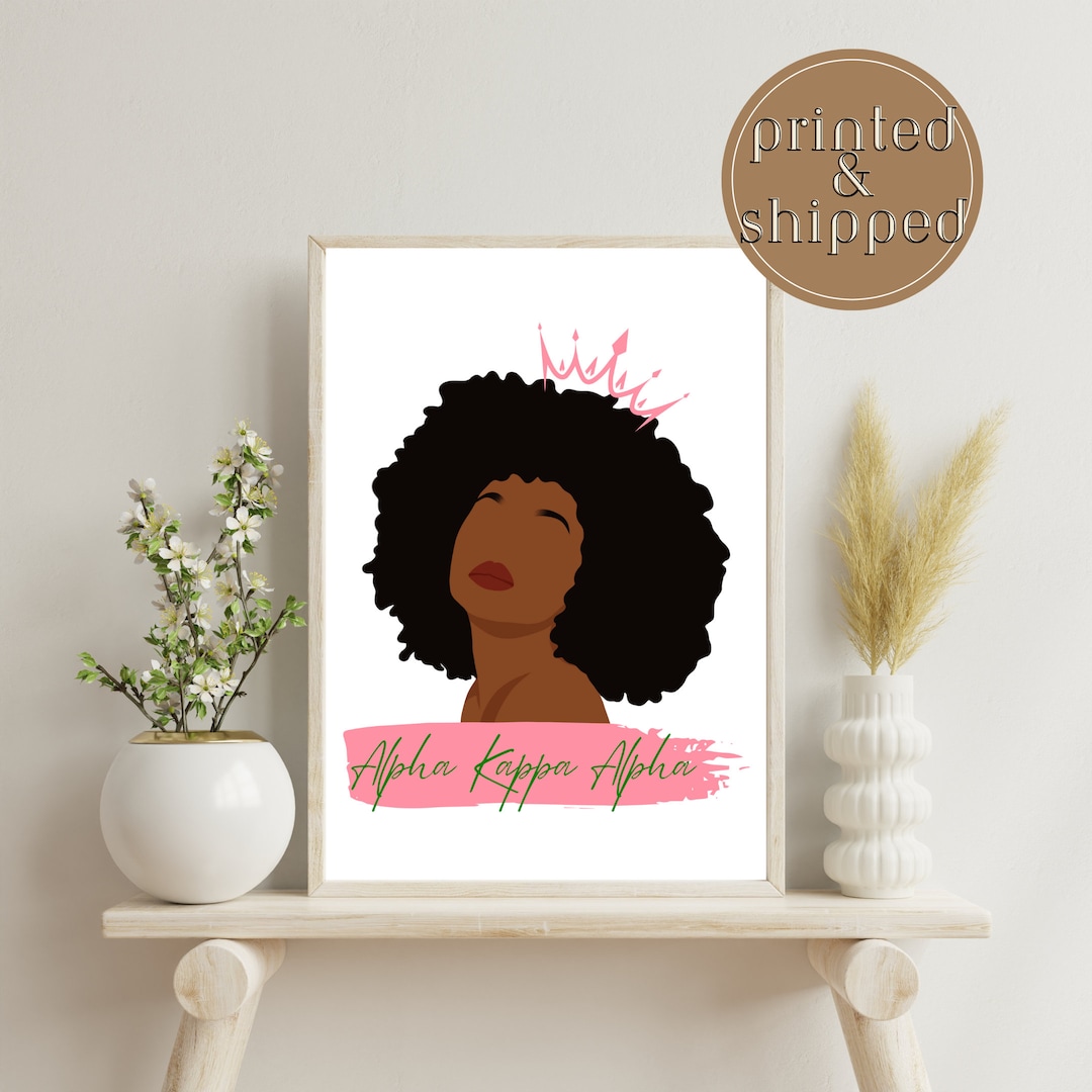Alpha Kappa Alpha Sorority Afro Queen Wall Art Decor Matte Vertical ...
