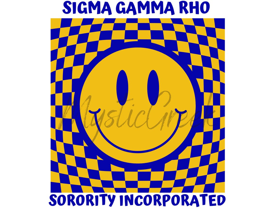 Sigma Gamma Rho Retro Smiley Face Pattern 1922 Sorority PNG Digital ...