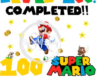 Mario 100 Days of School Completed SVG - Etsy