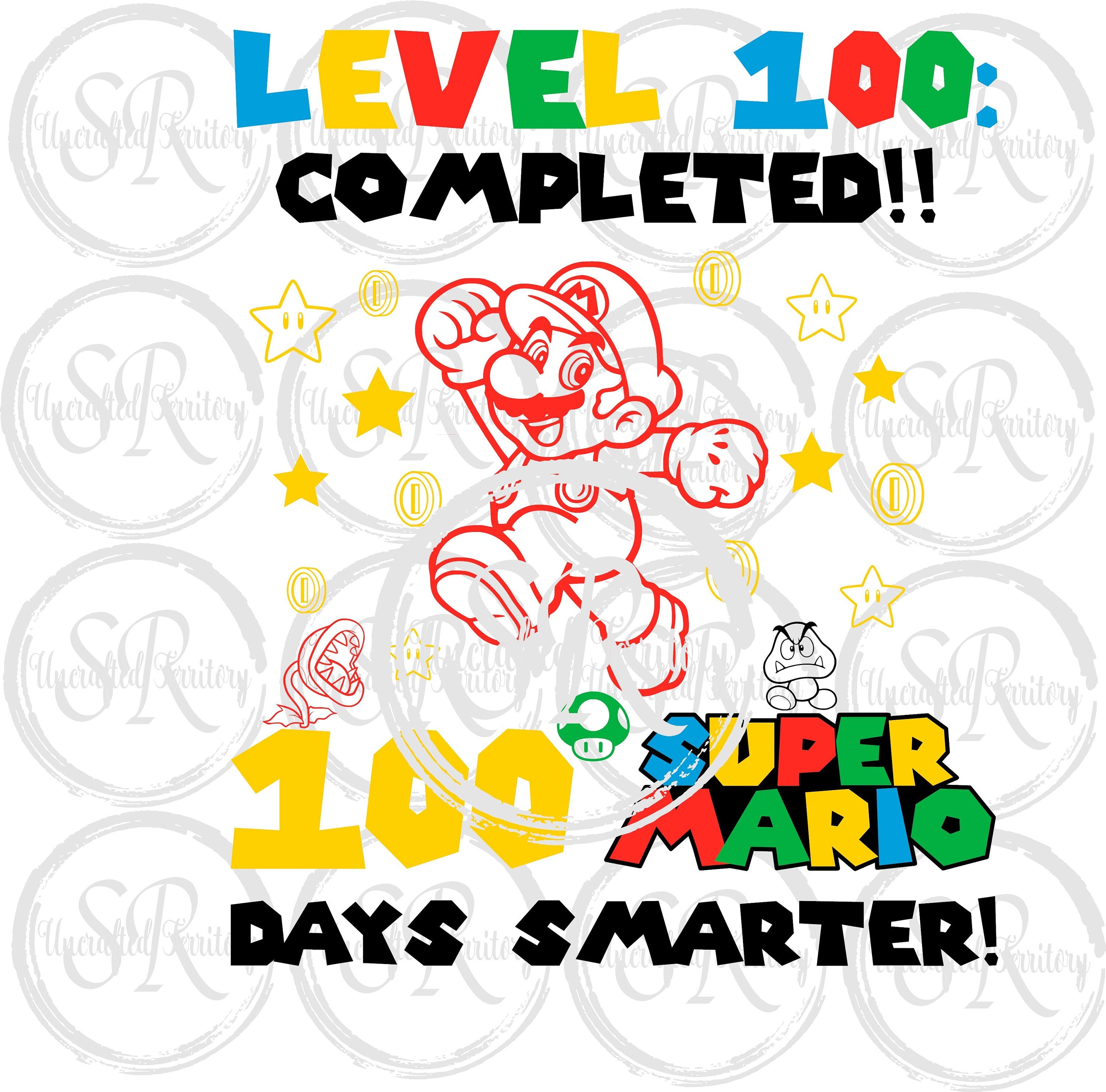 Mario completó 100 días de escuela SVG - Etsy México