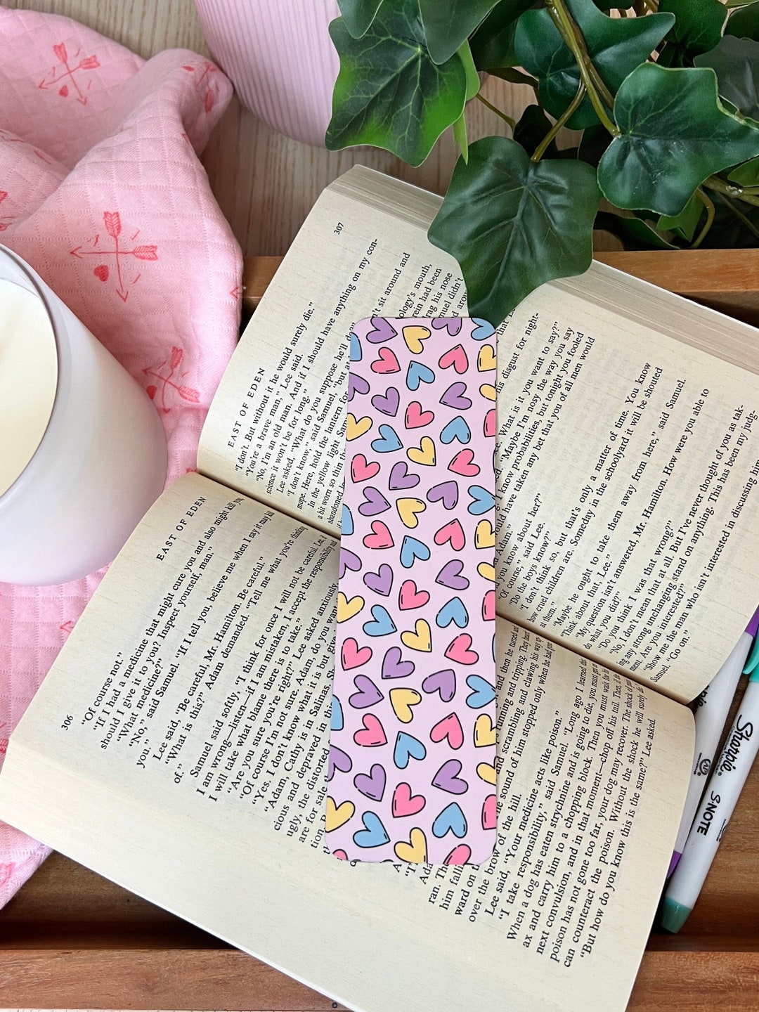 Pastel Hearts Laminated Bookmark | Girly Book Lover Gift - Etsy