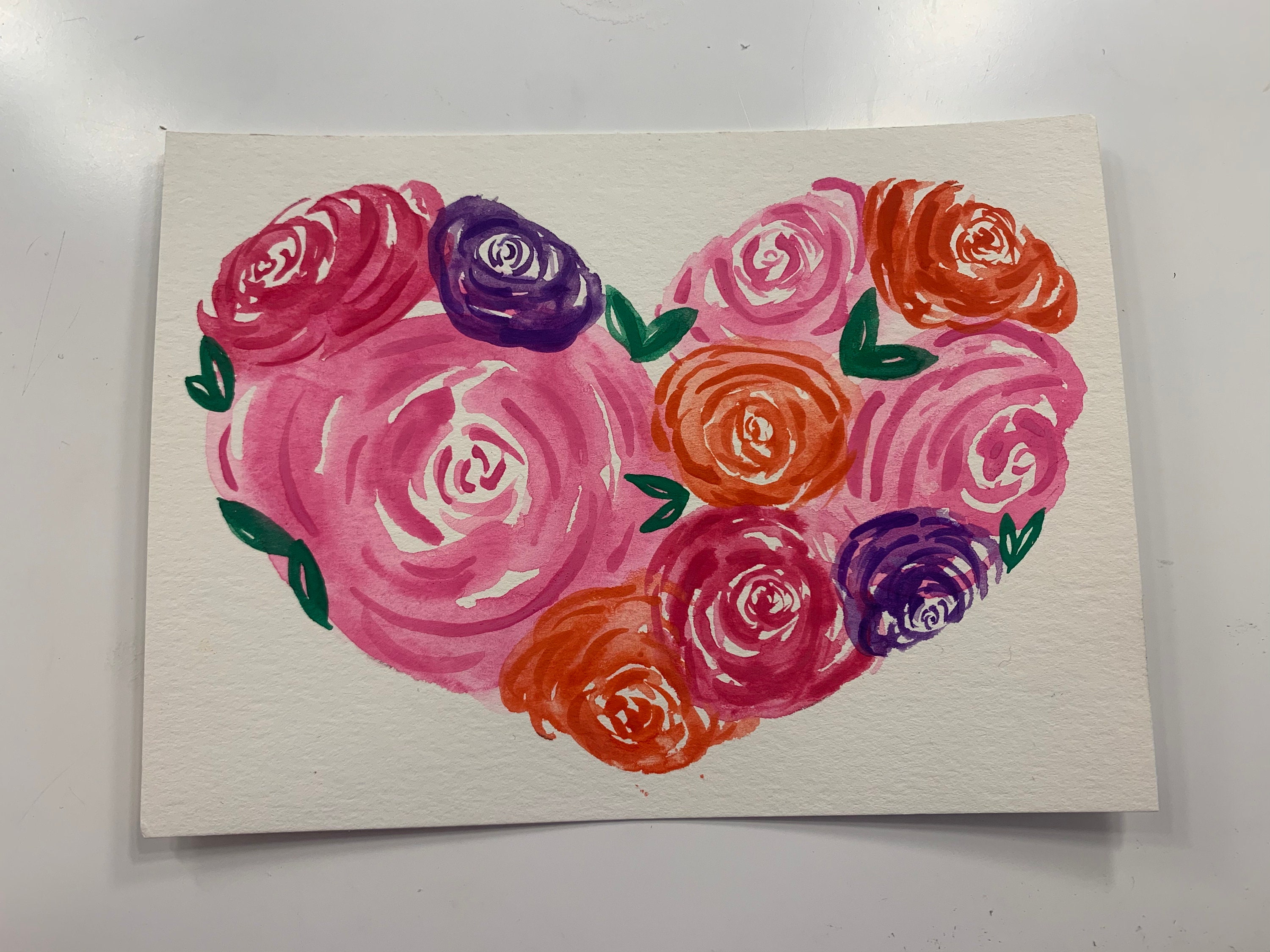 Heart & Flowers Card 2 - Etsy
