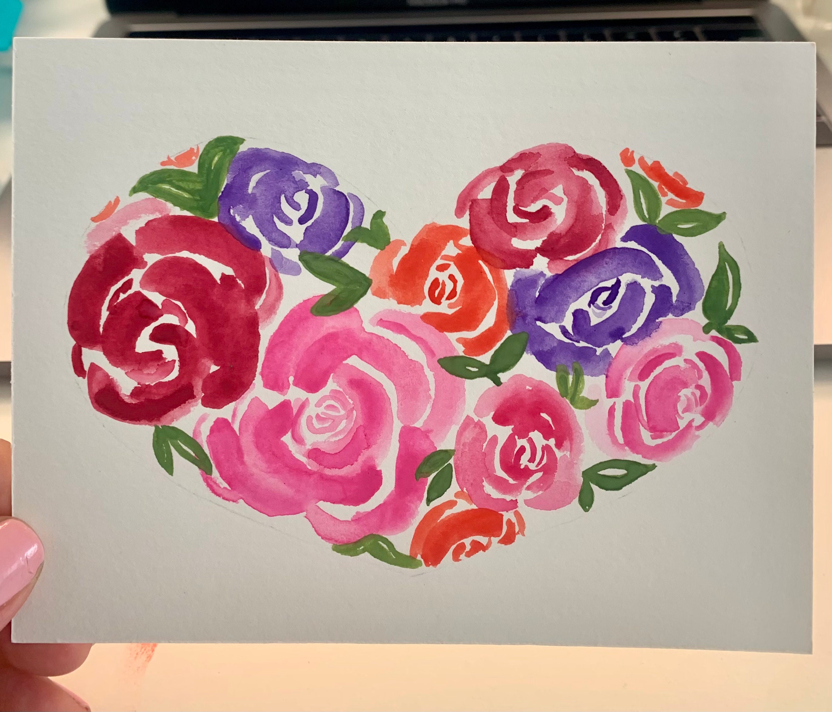 Heart & Flowers Card 2 - Etsy