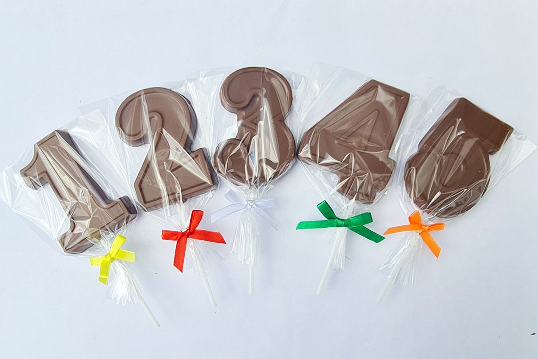 Number Chocolate Lollies / Birthday Lollipops / Chocolate Lolly / Party ...