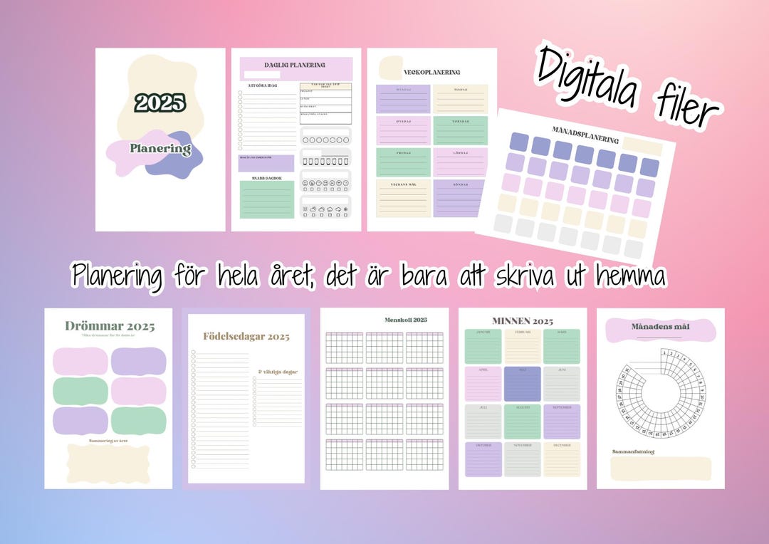 Planering, Bilder Att Skriva Ut, Digital Produkt, Dagbok, 2025 ...