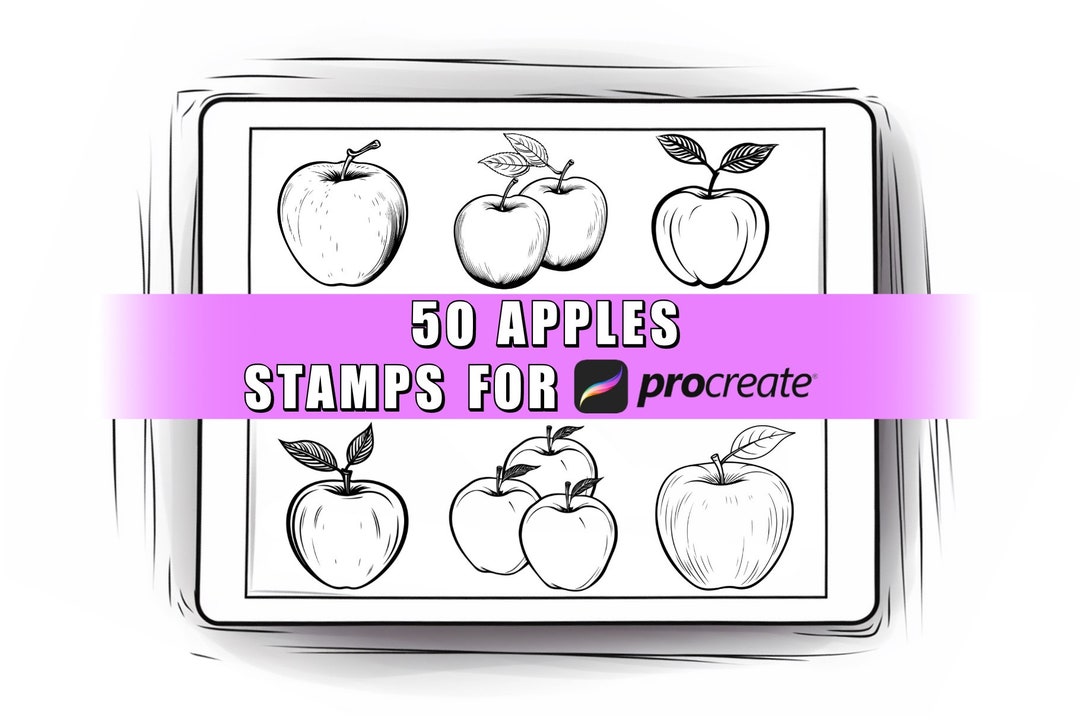 50 Apples Procreate Stamps Brush | Procreate Apple | Apple Stamps ...